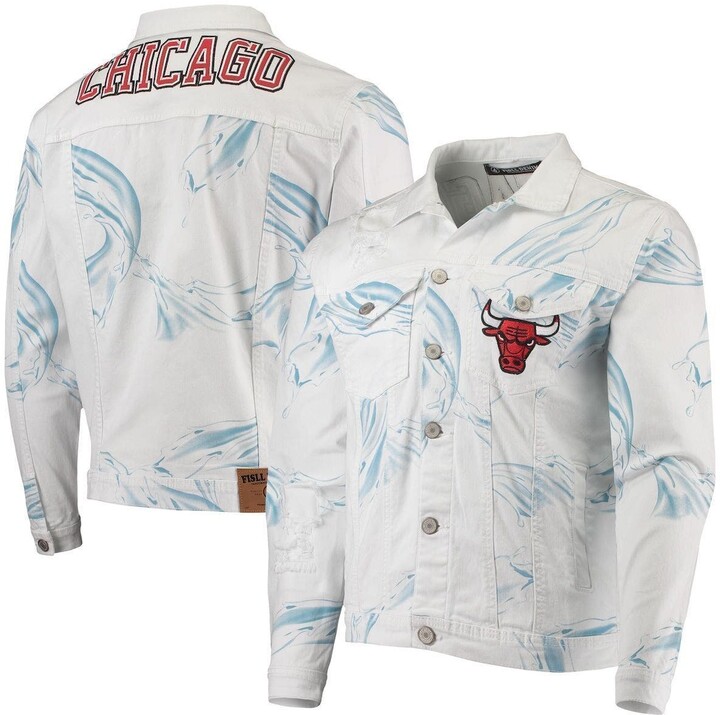 Men's FISLL White Chicago Bulls Ice Cloud Denim Jacket - ShopStyle