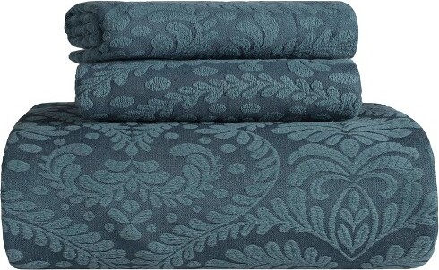 Vintage Cotton Blend Jacquard Floral Scalloped Edges Bedspread Set ...