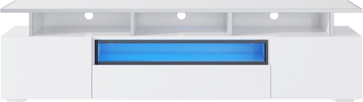 Simplie Fun Modern Tv Stand with Push to Open Doors, Uv High-Gloss ...