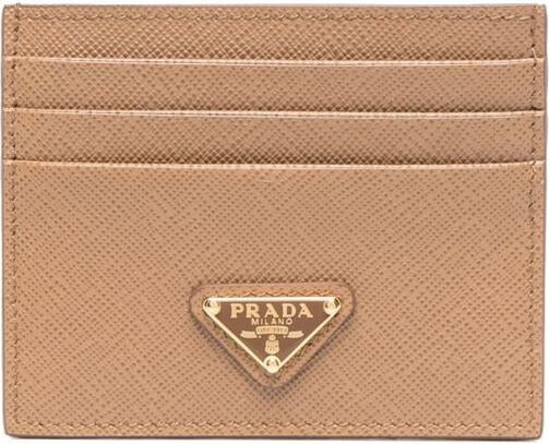 Prada logo-plaque Saffiano leather cardholder - ShopStyle