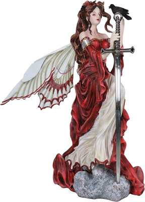 Trinx Edsil Raven Fey Fairy Medieval Gown Holding Crow Blade Sword ...