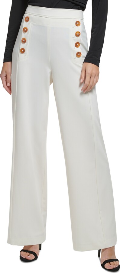 DKNY Women's Button-Trim Wide-Leg Sailor Pants - ShopStyle