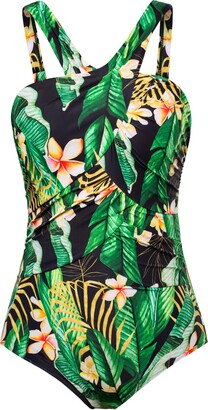 Hanna Nikole Women's One-Piece Swimsuits Oversize One Piece Cross Neck ...