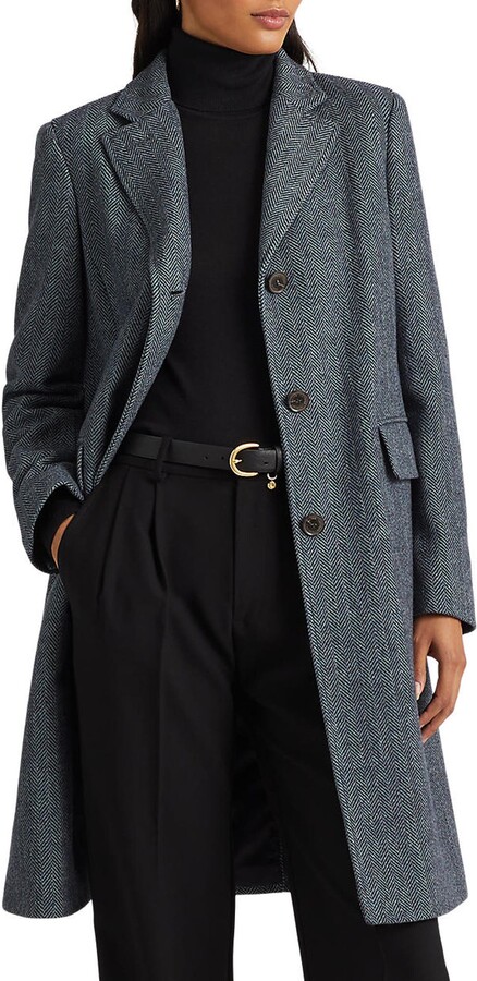 Lauren Ralph Lauren Herringbone Reefer Coat - ShopStyle