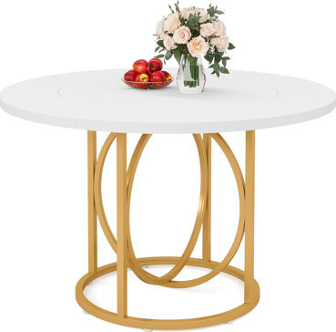 Mercer41 Maddysen Round Dining Table for 4-6, 47 Inch Modern Kitchen ...