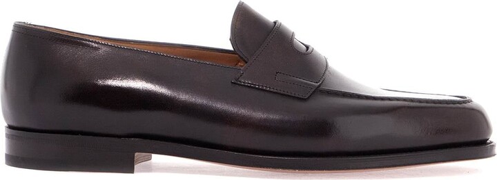 John Lobb Dark Leather Oxford Shoes With Tapered Design - ShopStyle