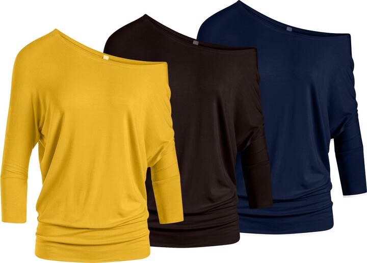 Simlu Dolman Tops for Women Off The Shoulder Tops Banded Waistband ...