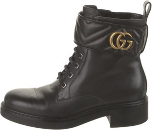 Gucci Leather Combat Boots - ShopStyle