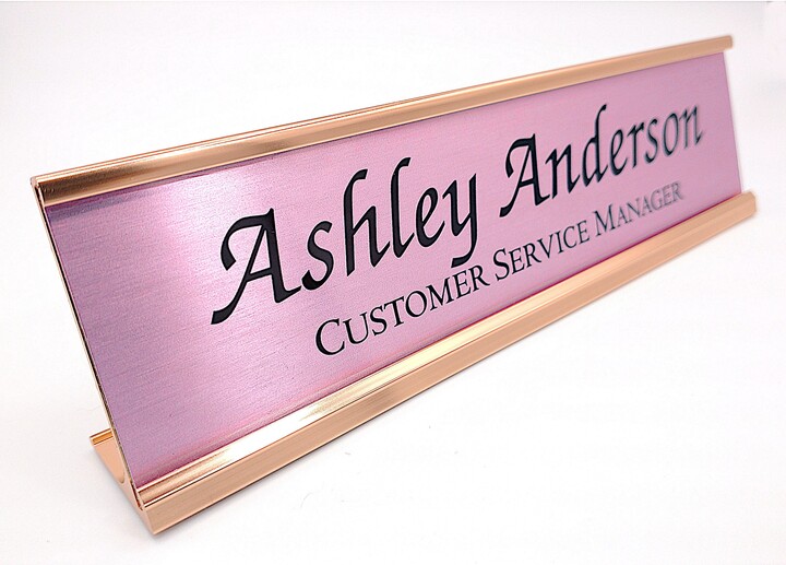 Etsy Personalized Desk Name Plate Nameplate Brushed Metallic Pink With ...