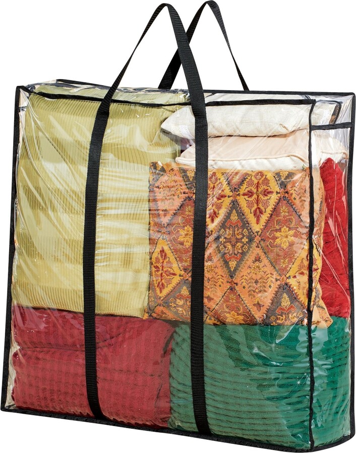 Collections Etc Clear Easy View Jumbo Storage Bag with Zip Closure and ...