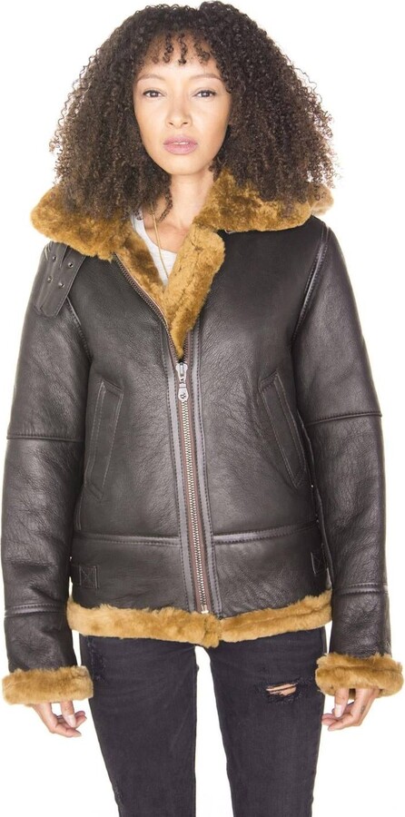 Infinity Leather Hooded Sheepskin Flying Leather Jacket-Orford - Brown ...