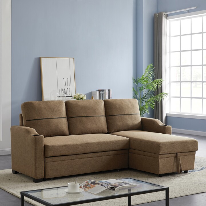 RASOO Modular Linen Corner Sleeper Sectional Sofa with Storage - ShopStyle