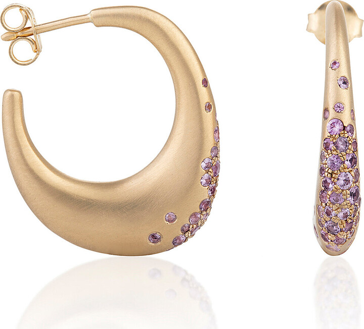 Nada Ghazal 18K Yellow Gold Pink Sapphire Earrings - ShopStyle