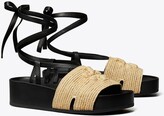 Tory Burch Eleanor Raffia Platform Lace-Up Sandal - ShopStyle