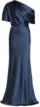 Amsale Satin One-Shoulder Gown - ShopStyle Evening Dresses