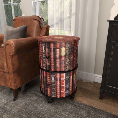 World Menagerie Advik Faux Leather Circular Storage 2 Door Red Cabinet ...