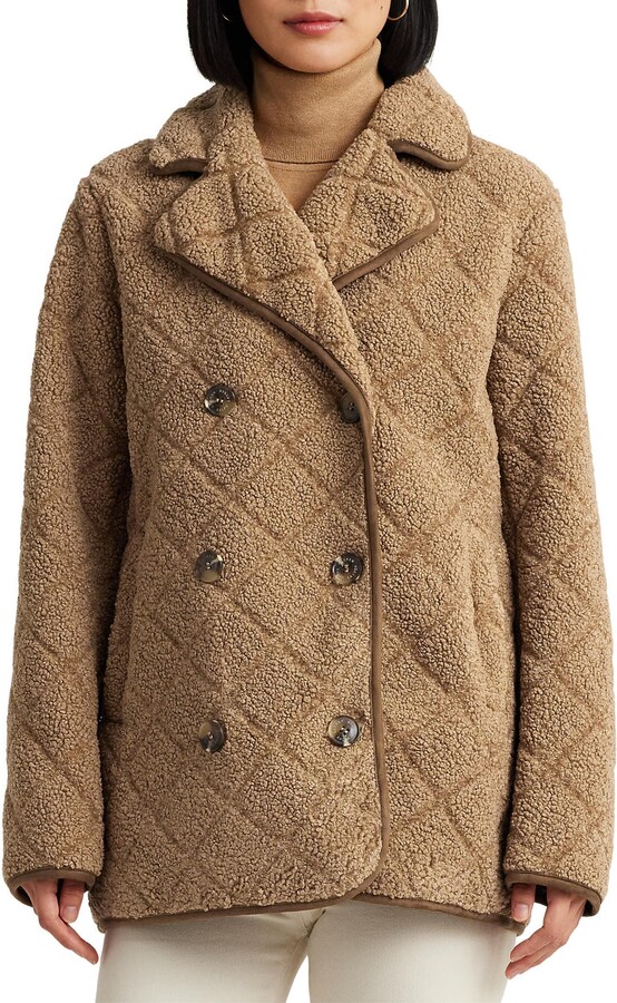 Lauren Ralph Lauren Faux Shearling Peacoat - ShopStyle Coats