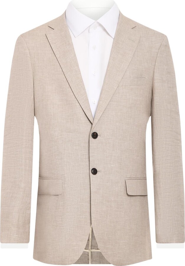 Dobell Mens Sand Jacket Lightweight Linen Regular Fit-44R - ShopStyle