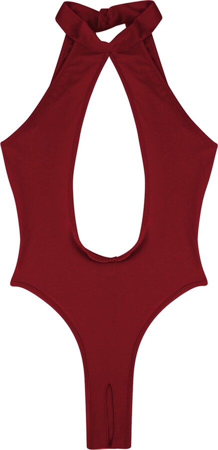 iiniim Womens Sexy One Piece Halter Neck Cutout Backless Teddy Mankini ...