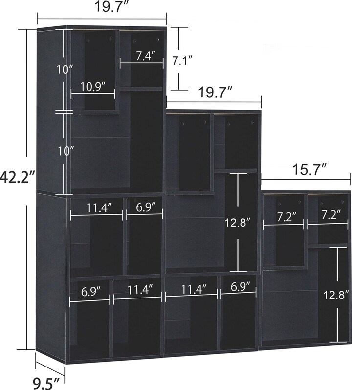 4 Colors Available Ladder Wooden Bookshelf L Shaped Freestanding 15 ...