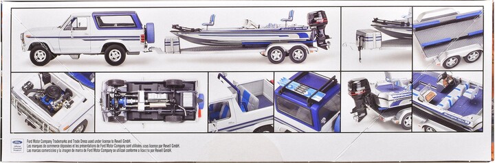 Level 5 Model Kit 1980 Ford Bronco with Bass Boat and Flatbed Trailer ...