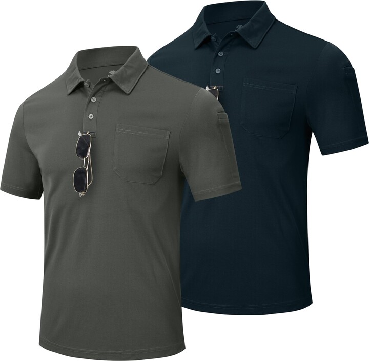 MoFiz Men's Polo Shirt Short Sleeve Casual Work Golf Shirt Breathable Quick Dry Outdoor Hiking ...