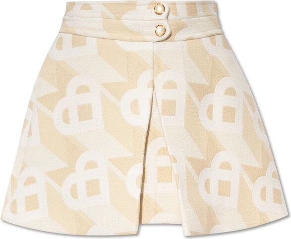Casablanca Monogram-Pattern Front Slit Mini Skirt - ShopStyle