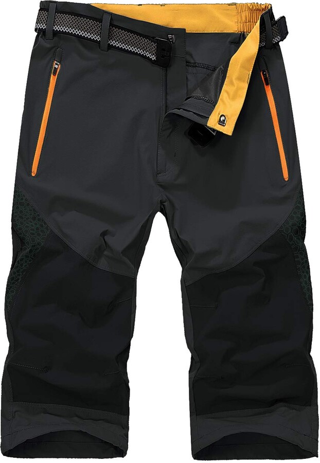 KEFITEVD Quick Dry Walking Shorts for Men 3/4 Thin Breathable Safari Shorts Color Matching ...