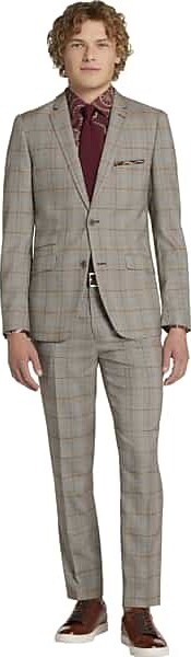 Paisley & Gray Men's Slim Fit Suit Separates Check Jacket Tawny Blue ...