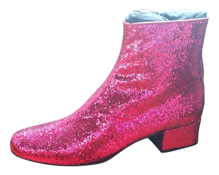 Saint Laurent pink Glitter Ankle Boots - ShopStyle