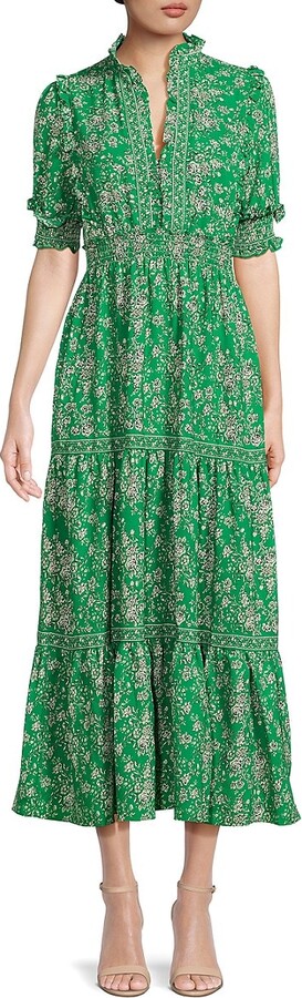 Max Studio Tiered Floral Midi Dress - ShopStyle