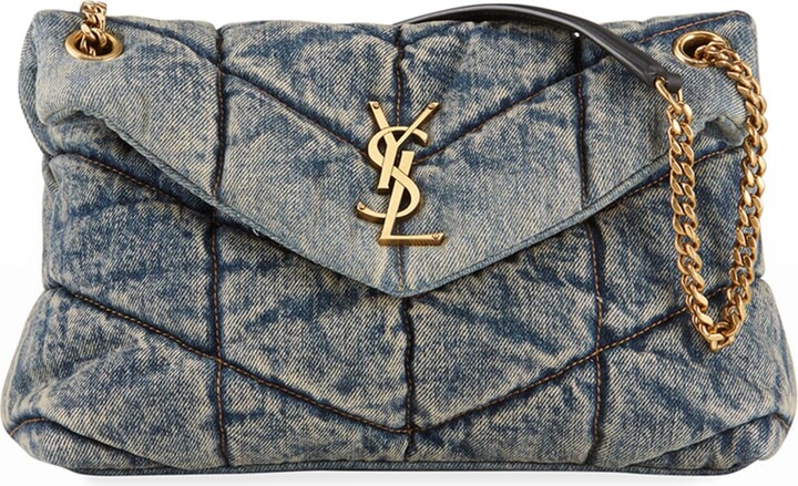 Saint Laurent LouLou Small Quilted Denim Shoulder Bag - ShopStyle