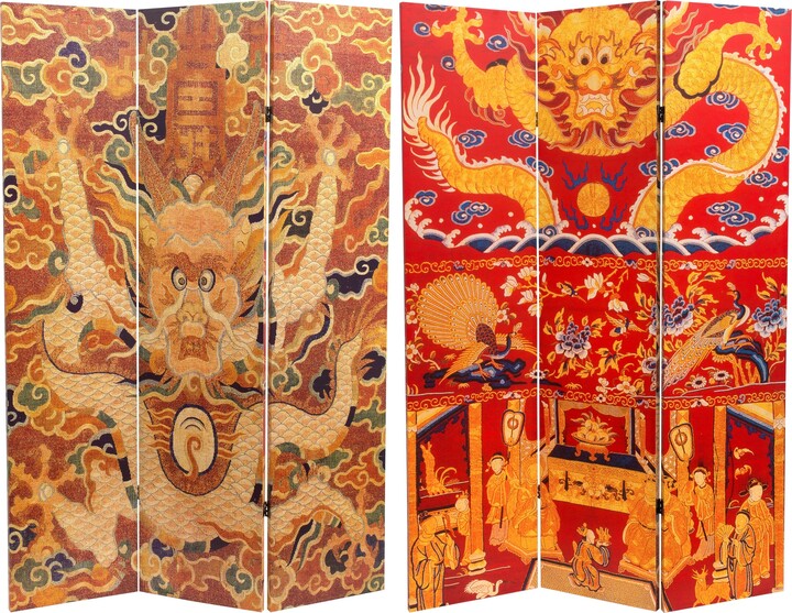 Oriental Furniture Handmade 6' Dragon of the Red Chamber Double Sided ...