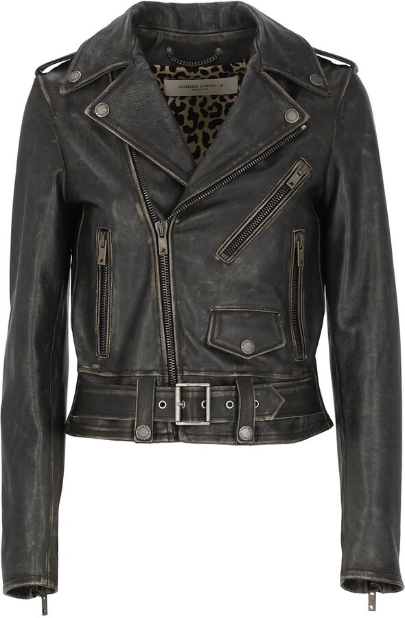 Golden Goose Destiny Slim Leather Jacket - ShopStyle