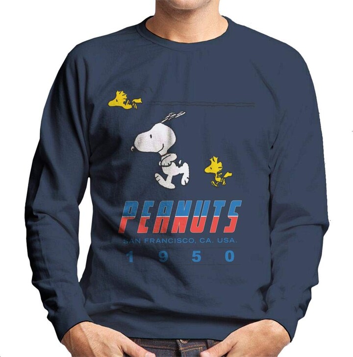 All+Every Peanuts Snoopy Woodstock 1950s San Francisco Men's Sweatshirt Navy Blue - ShopStyle ...