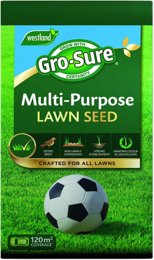 Gro-sure Multi-Purpose 'Lawn Grass Seed' Covers 120m2, 3.6Kg ...