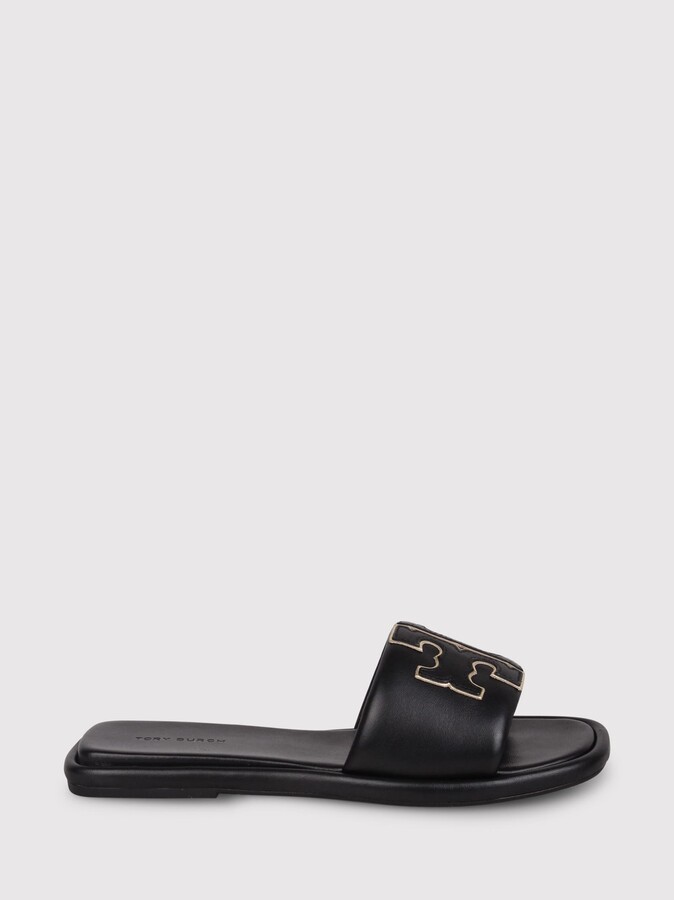 Tory Burch Double T Sport Patch Slides - ShopStyle Sandals