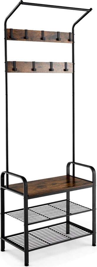 3 in 1 Hall Tree with Bench Shoe Storage Entryway Bench with Coat Rack ...