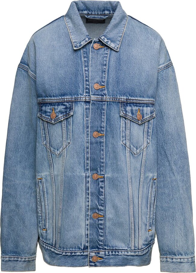 Balenciaga Light Blue Oversized Jacket with Graffiti Logo in Cotton ...