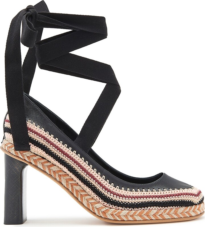Ulla Johnson Faustine Crochet Leather Lace-Up Pumps - ShopStyle