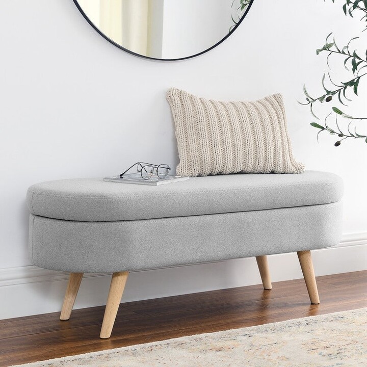Mieres Modern Upholstered Storage Bench with Solid Wood Legs, Entryway ...