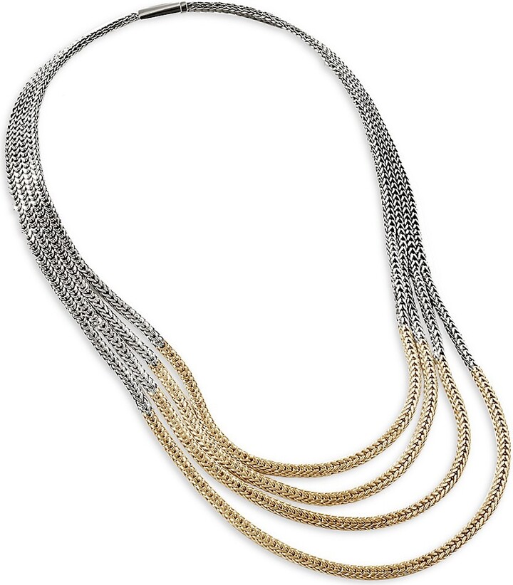 John Hardy Classic Rata Sterling Silver & 18K Yellow Gold Multi-Row ...