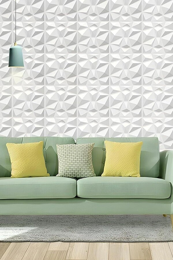 Living and Home 12 Pack Decorative PVC 3D Diamond Wall Panels ...