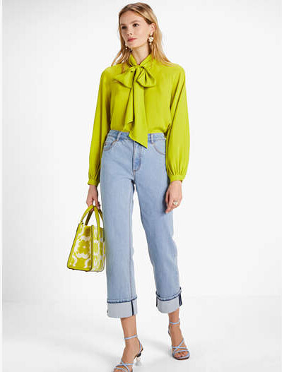 Kate Spade Wide-Leg Cuffed Denim Pants - ShopStyle Flare Jeans