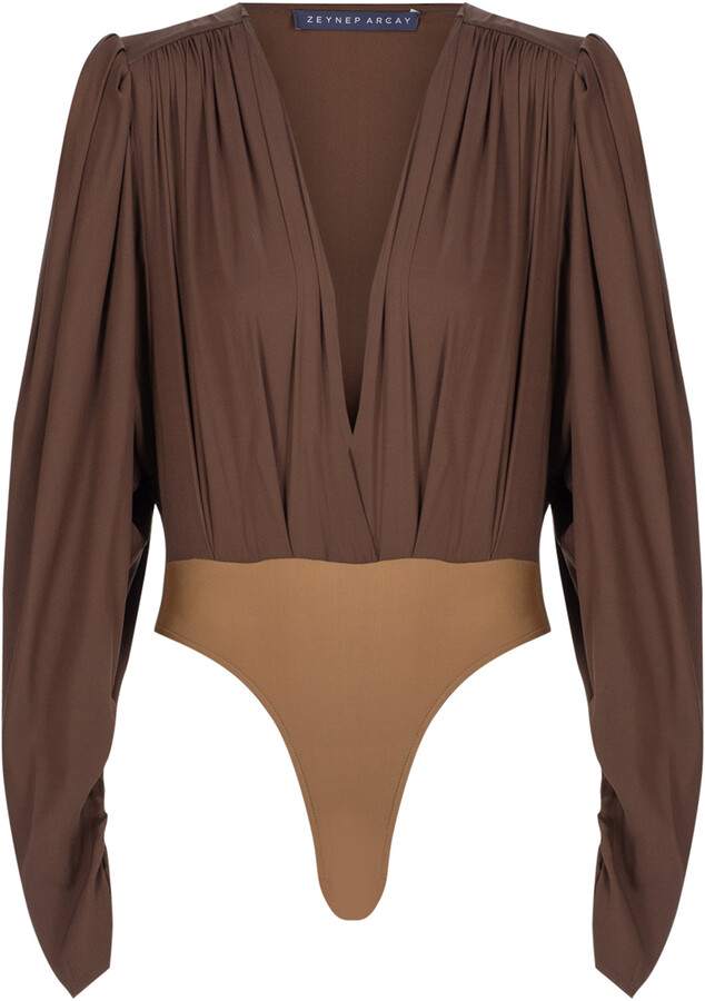 ZEYNEP ARCAY Envelope Draped Silk Bodysuit - ShopStyle Tops