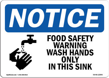 SignMission Notice - Food Safety Warning Wash Hands Sign - ShopStyle Desks