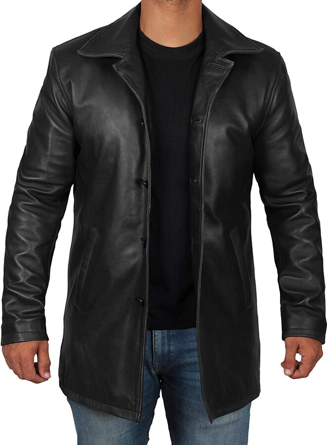 fjackets Mens Genuine Leather Jacket - Real Lambskin Black Leather Coat ...