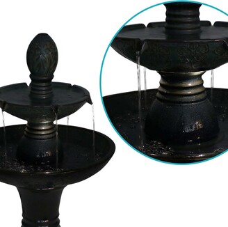 Sunnydaze Decor Double Tier Outdoor Ceramic Water Fountain with LED ...