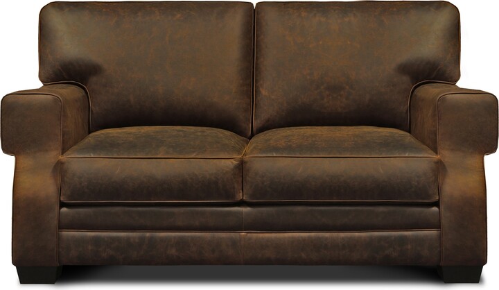 Hello Sofa Home Cordova 100% Top Grain Leather Mid-century Loveseat ...