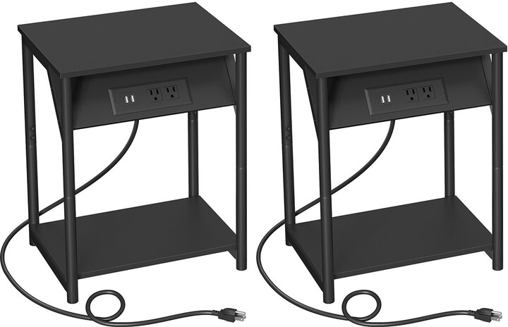 Side Tables with Charging Station, Set of 2 End Tables with USB Ports ...